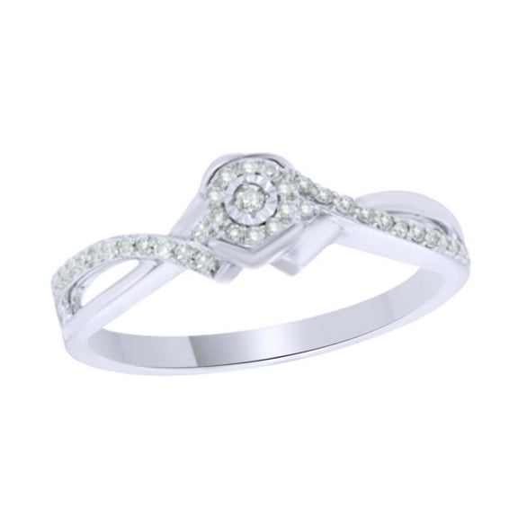AFFY White Natural Diamond Accent Bypass Promise Ring In 10k Yellow ...