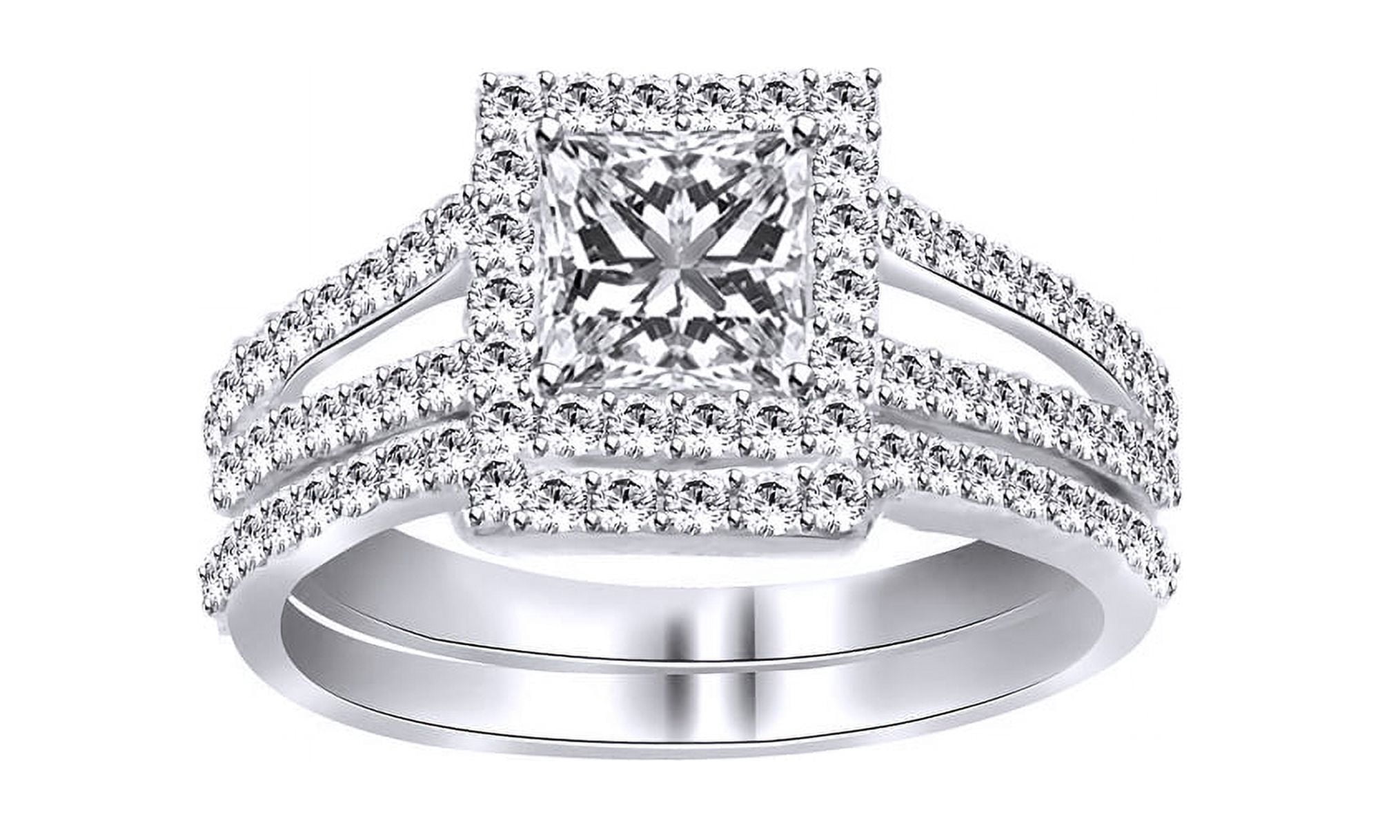 AFFY White Natural Diamond Halo Band Ring In 14k White Gold (1 Cttw ...
