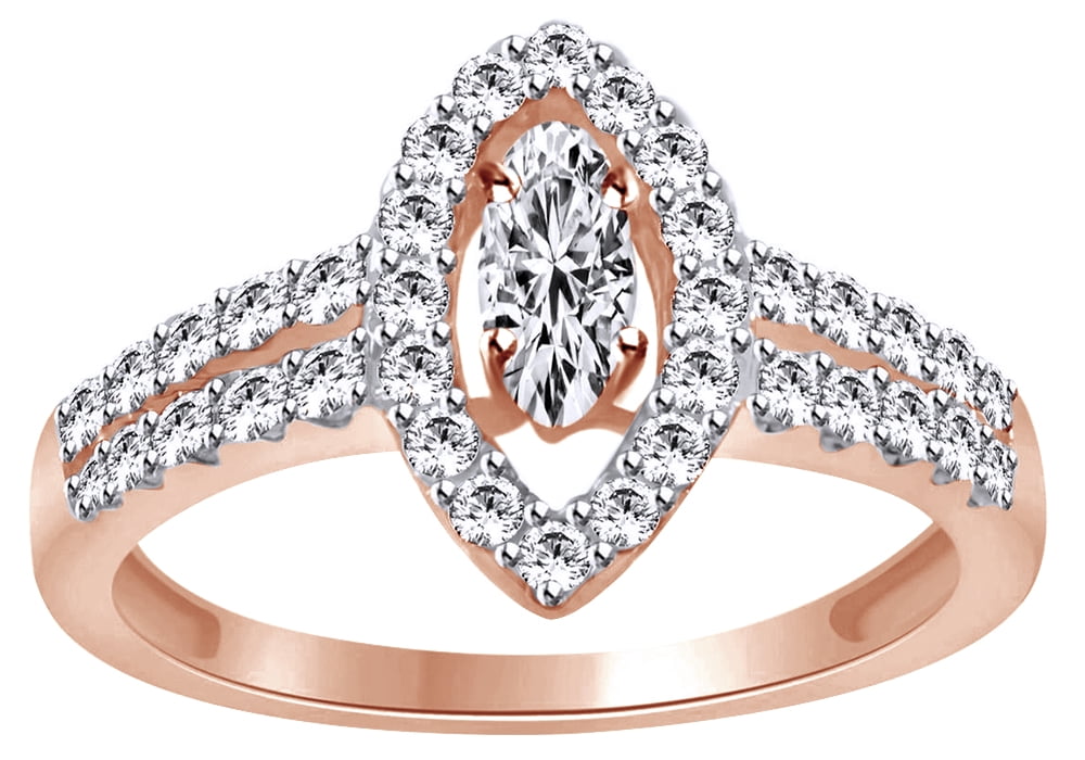 AFFY White Natural Diamond Halo Vintage Style Engagement Ring In 14k ...