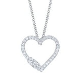 AFFY White Natural Diamond Heart Pendant Necklace in 14K Solid White ...