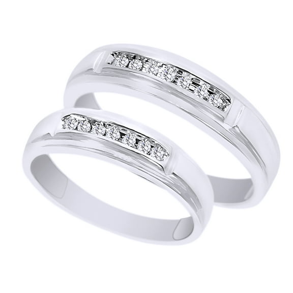 AFFY White Natural Diamond His And Hers Wedding Band Ring Set in 14K ...