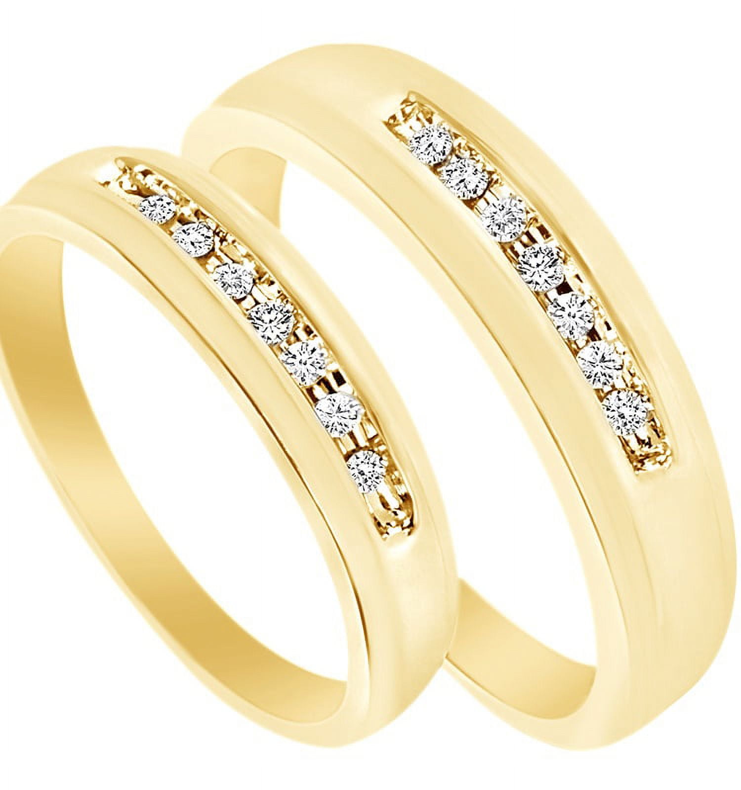 AFFY White Natural Diamond His And Hers Wedding Band Ring Set in 14K ...