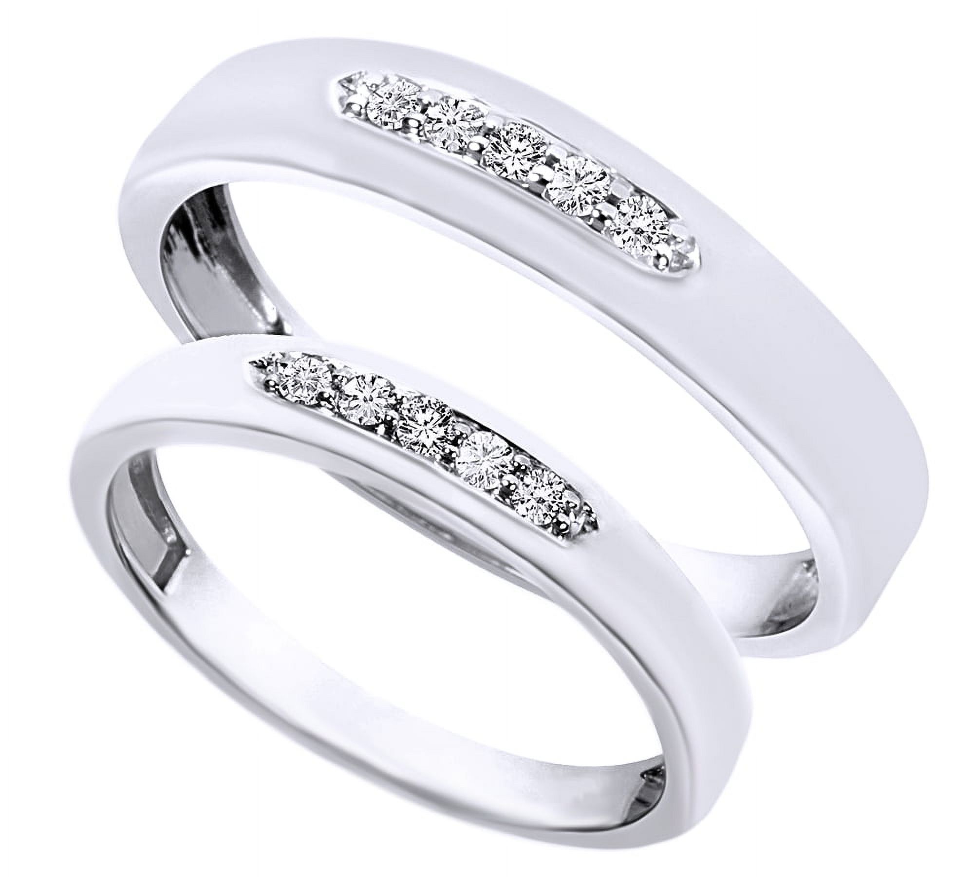 AFFY White Natural Diamond His And Hers Wedding Band Set in 14K White ...