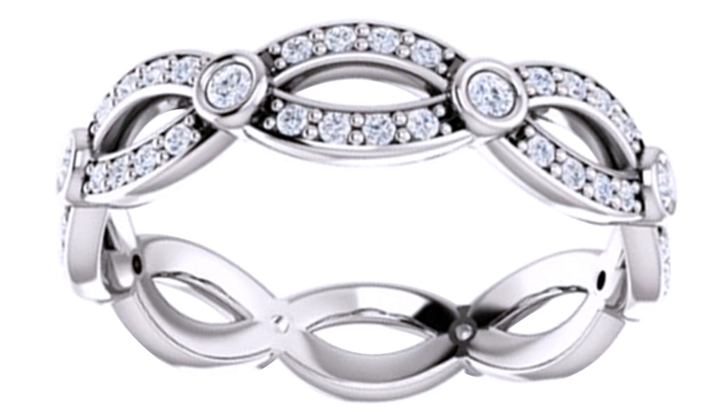 AFFY White Natural Diamond Infinity Inspired Eternity Band Ring In 14K ...