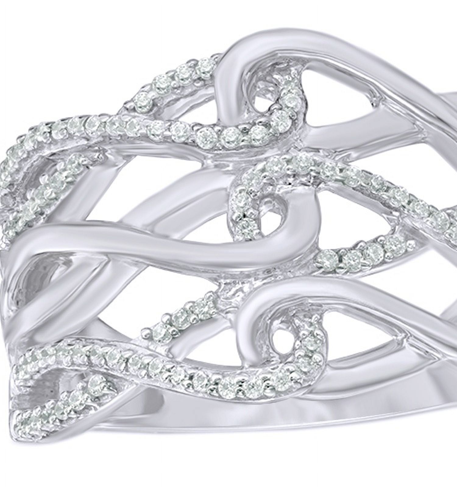 White Natural Diamond Interlocking Loops Band Ring in 10k White Gold ...