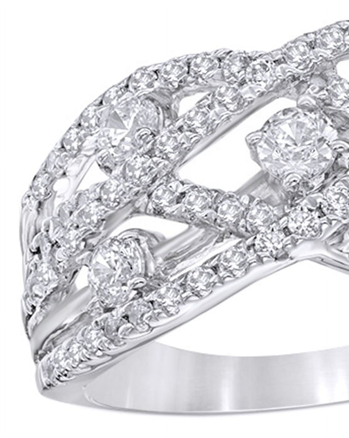 AFFY White Natural Diamond Layered Orbit Ring in 10K White Gold (1 cttw ...
