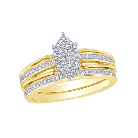 AFFY White Natural Diamond Bridal Ring Set In 10k Yellow Gold (0.5 Cttw ...