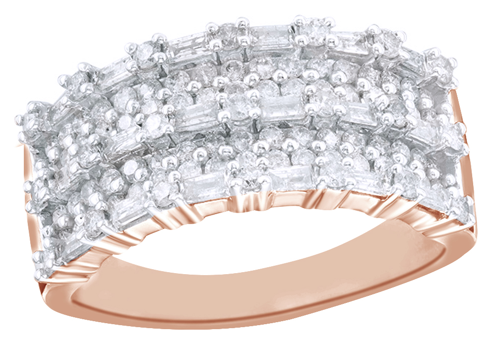 1/4Ct TDW Diamond 10K Rose Gold 5 Row Diamond Ring (I-J, I2) - Walmart.com