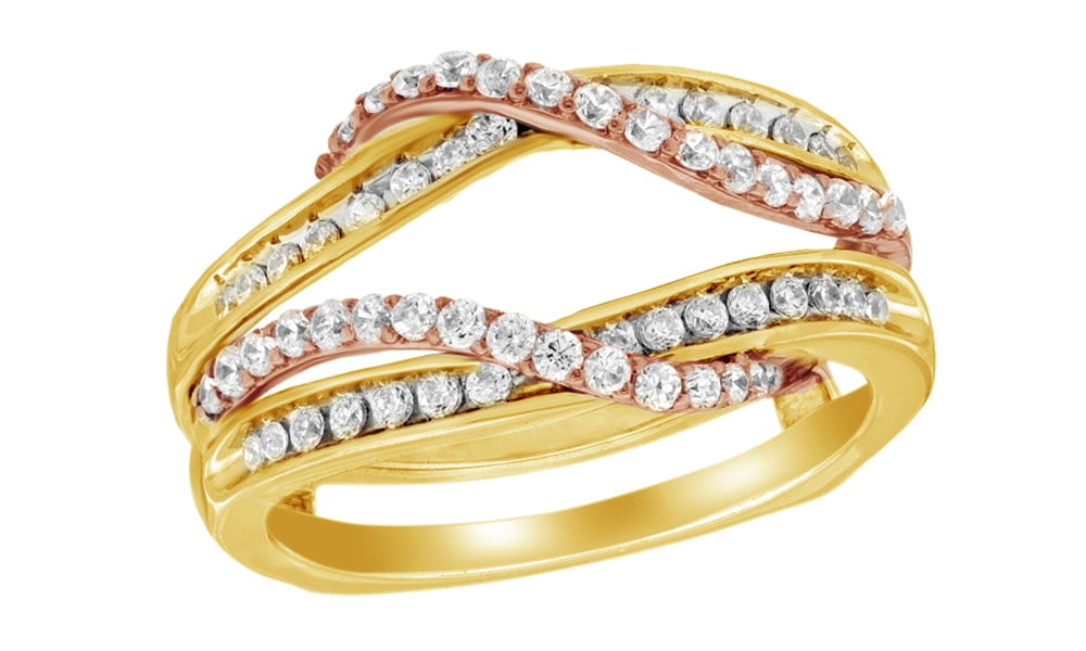 AFFY White Natural Diamond Overlay Solitaire Enhancer Ring in 14K Two ...