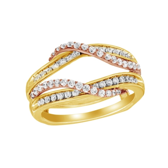 AFFY White Natural Diamond Solitaire Enhancer Guard Ring In 14k Yellow ...