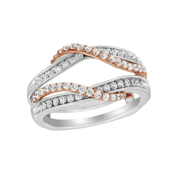 AFFY White Natural Diamond Overlay Solitaire Enhancer Ring in 14K Two ...