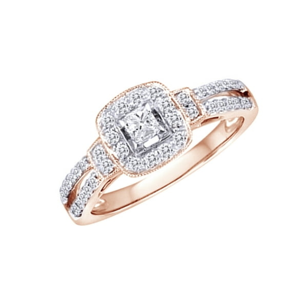 AFFY White Natural Diamond Promise Ring In 10k Rose Gold (0.5 Cttw ...