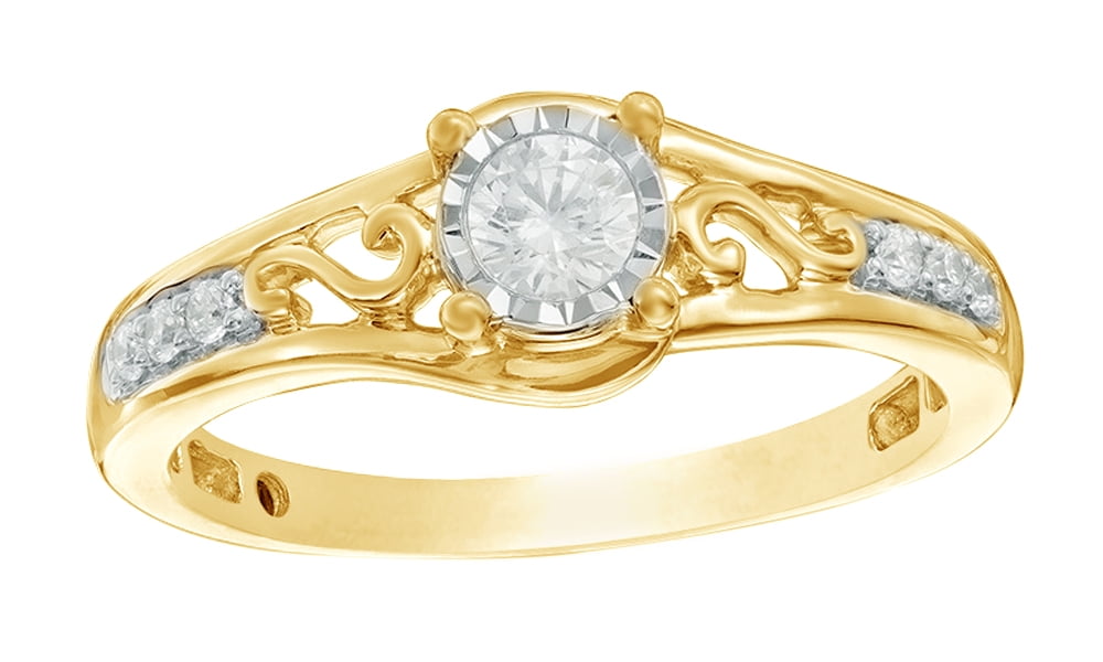 AFFY White Natural Diamond Promise Ring in 10k Yellow Gold - Walmart ...