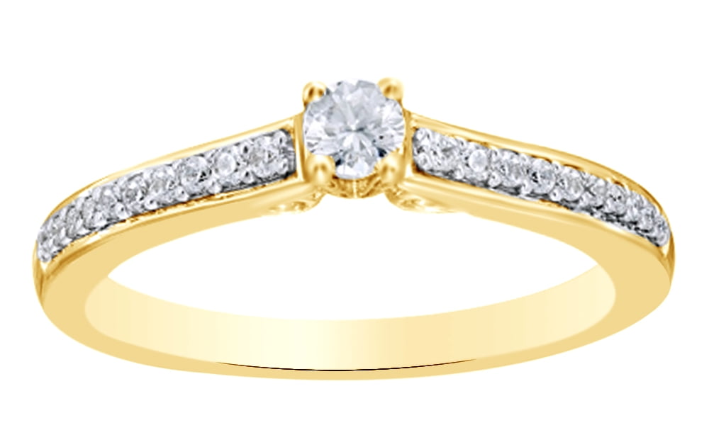 AFFY White Natural Diamond Promise Ring in 10k Yellow Gold - Walmart ...