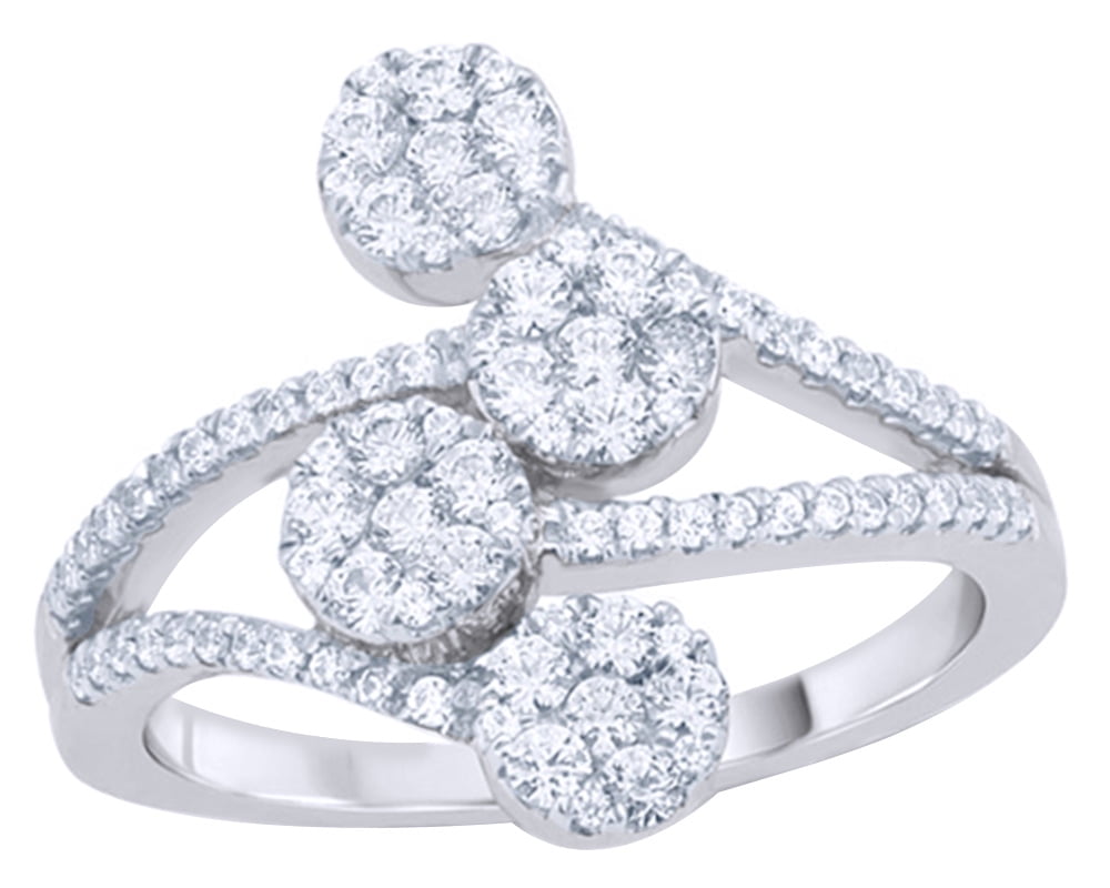 AFFY White Natural Diamond Quartet Composite Split Shank Ring in 10k ...