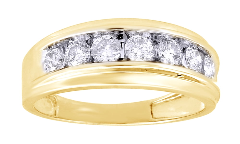 AFFY White Natural Diamond Seven-Stone Ring Wedding Band Ring In 10k ...