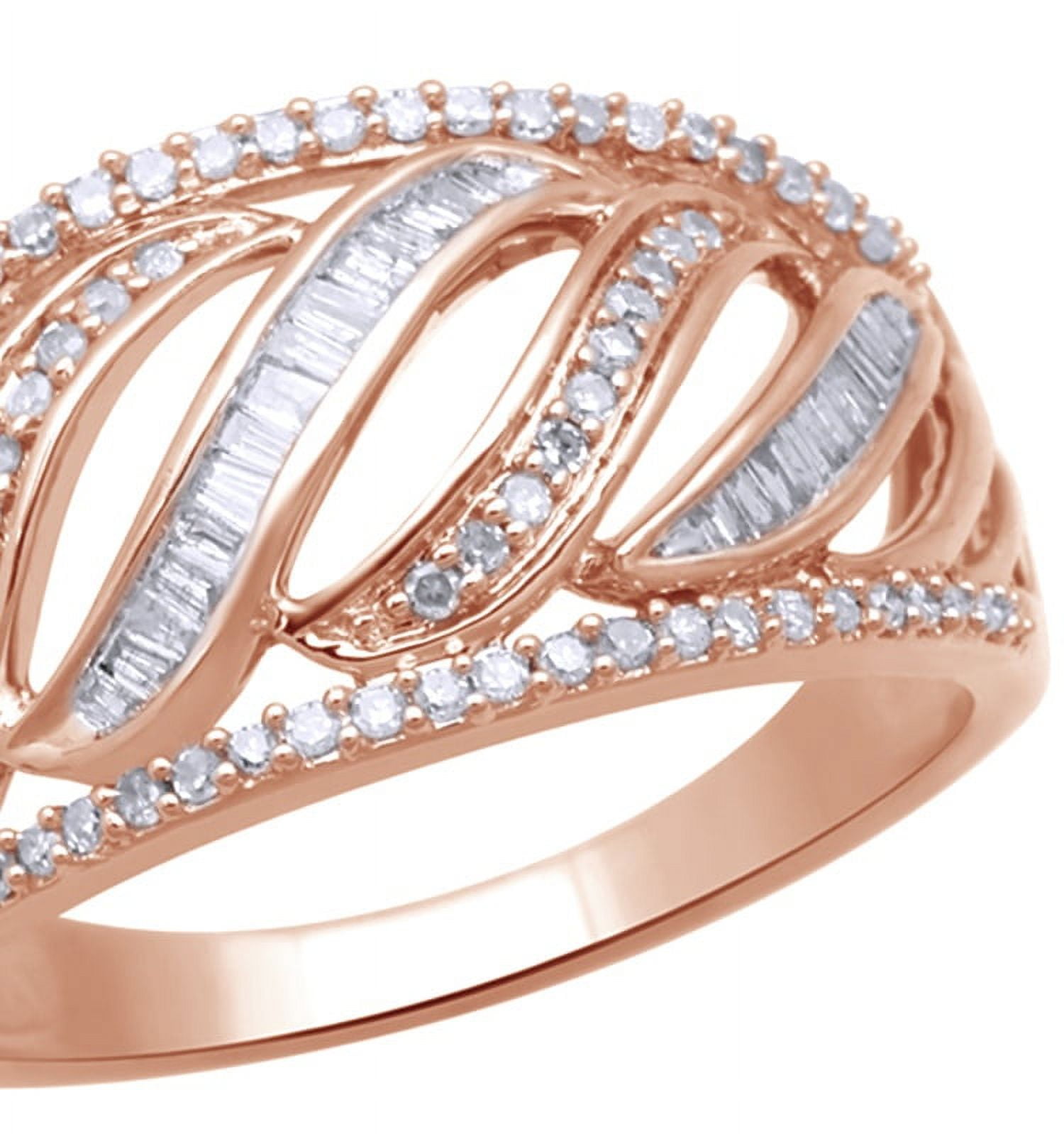 AFFY White Natural Diamond Side Sweep Waves Fashion Engagement Ring in ...