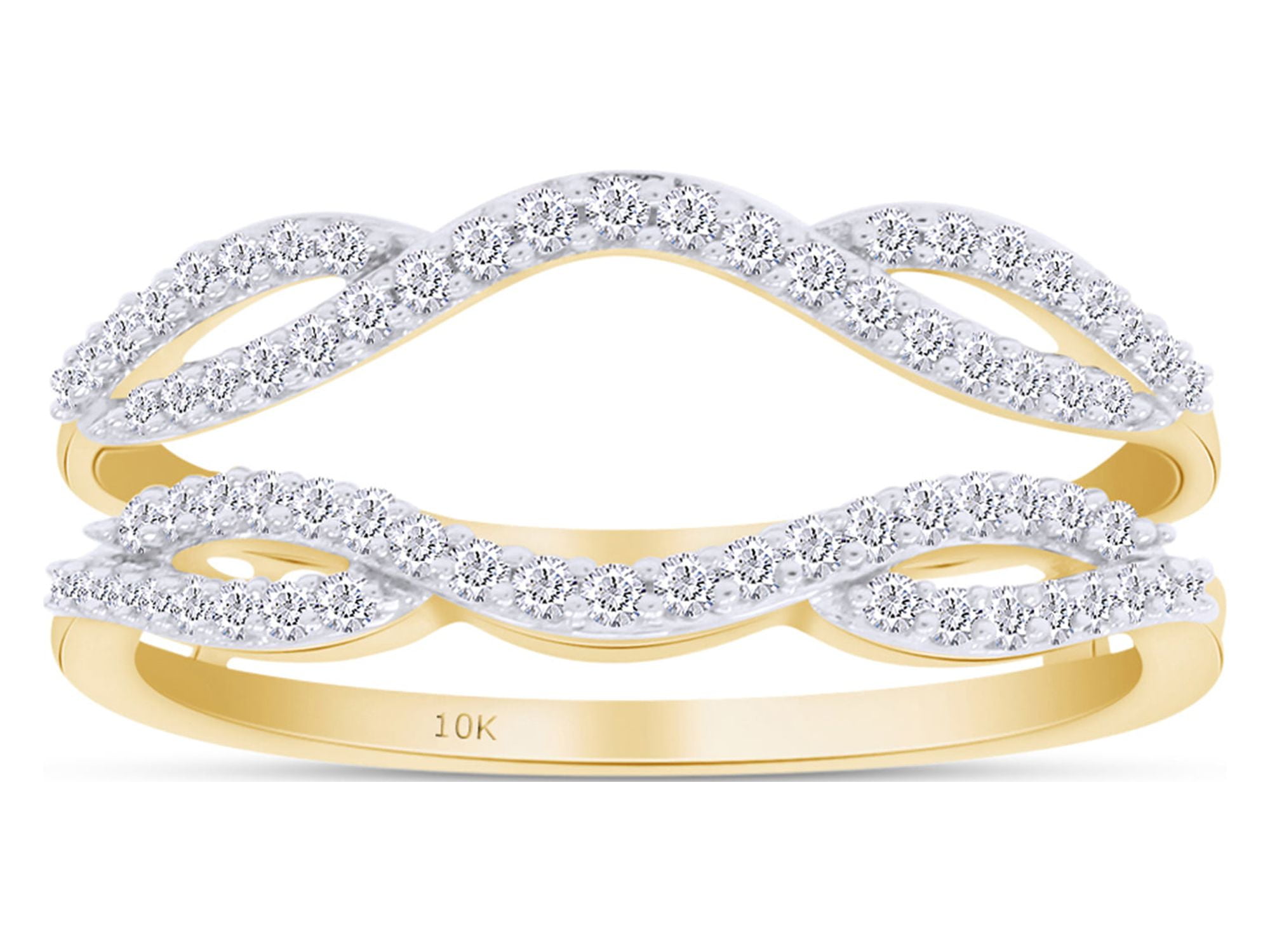 AFFY White Natural Diamond Solitaire Enhancer Guard Engagement Ring in ...