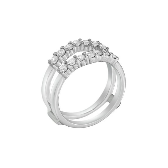 AFFY White Natural Diamond Solitaire Enhancer Guard Ring in 14k White ...