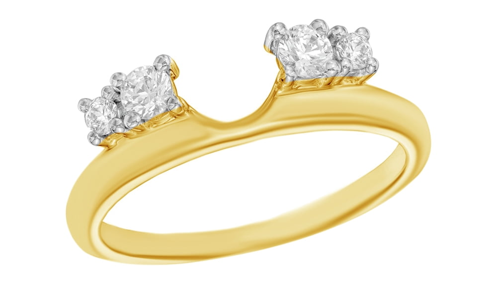 AFFY White Natural Diamond Solitaire Enhancer Guard Ring in 14k Yellow ...