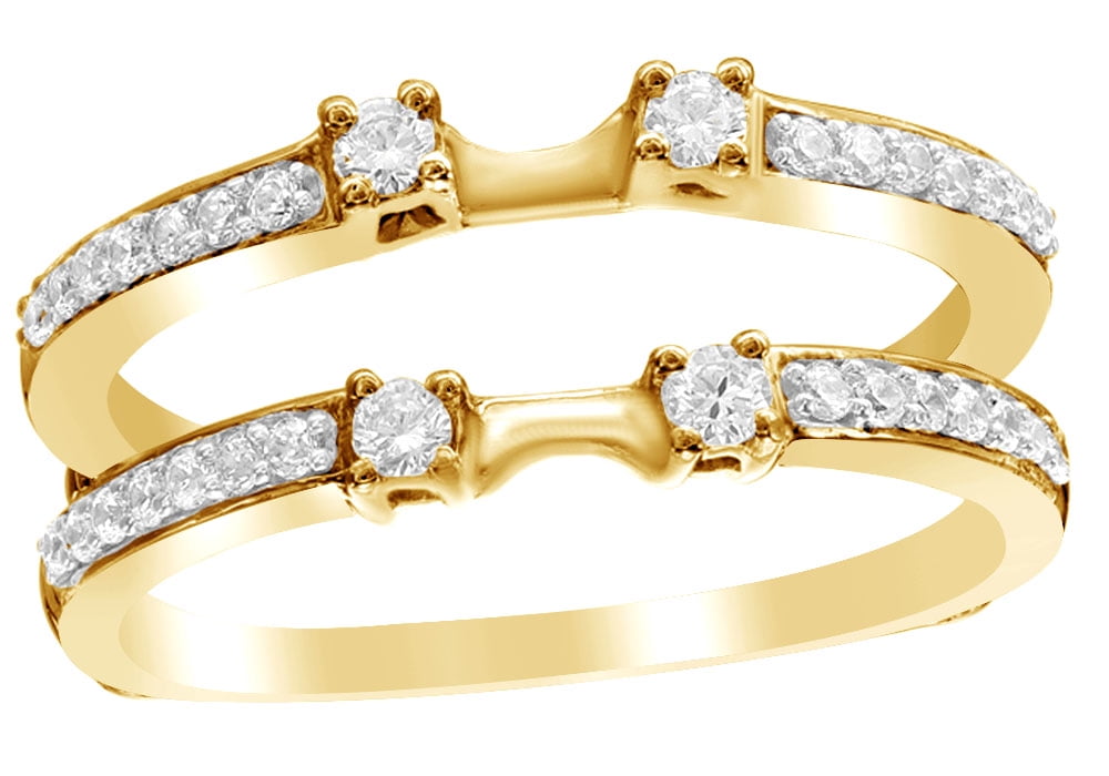 AFFY White Natural Diamond Solitaire Enhancer Ring in 10k Yellow Gold ...