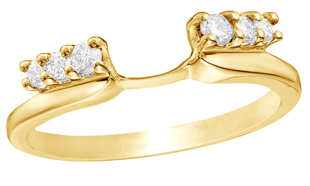 White Natural Diamond Solitaire Enhancer Ring in 14k Yellow Gold (0.2 ...