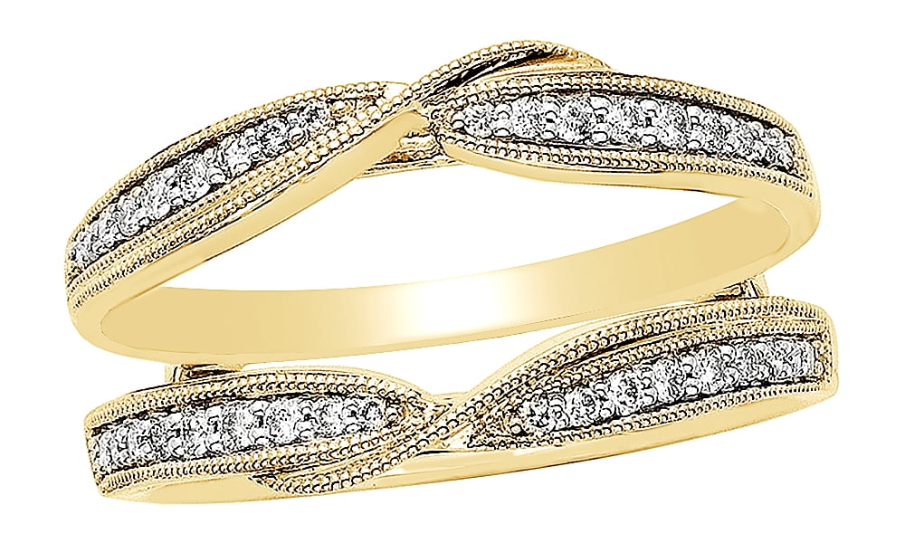 AFFY White Natural Diamond Solitaire Enhancer Ring in 14k Yellow Gold ...