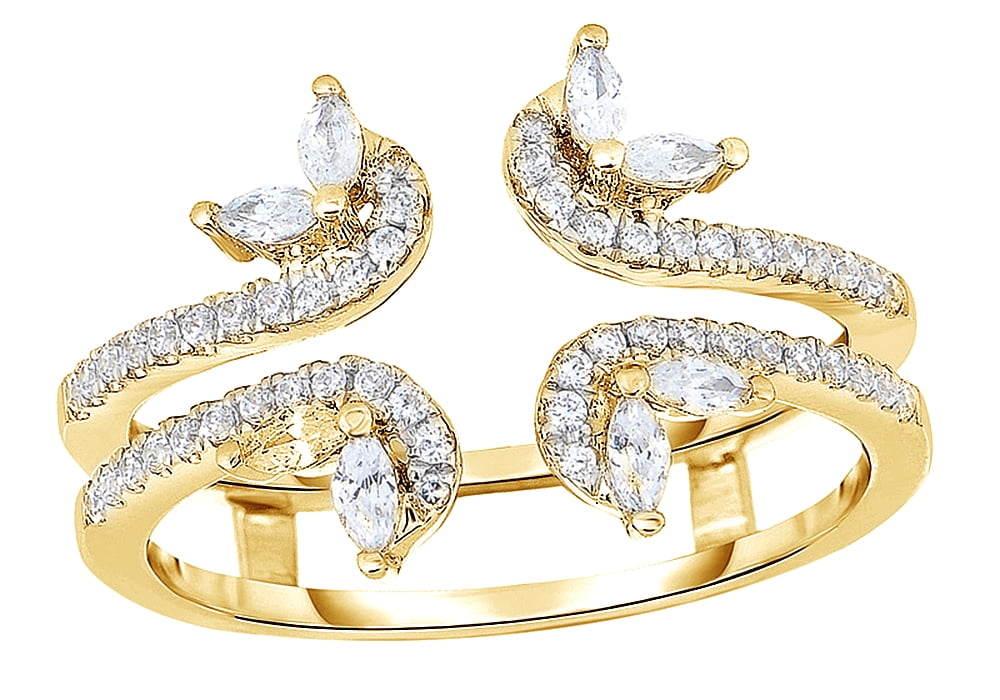 AFFY White Natural Diamond Solitaire Enhancer Ring in 14k Yellow Gold ...