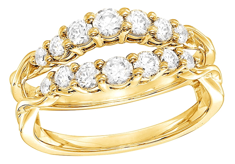 AFFY White Natural Diamond Solitaire Enhancer Ring in 14k Yellow Gold ...