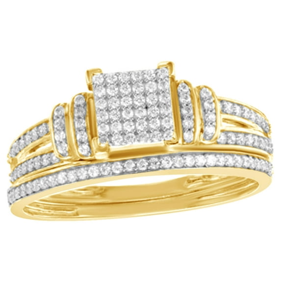 AFFY White Natural Diamond Square Split Shank Bridal Ring Set In 10k ...