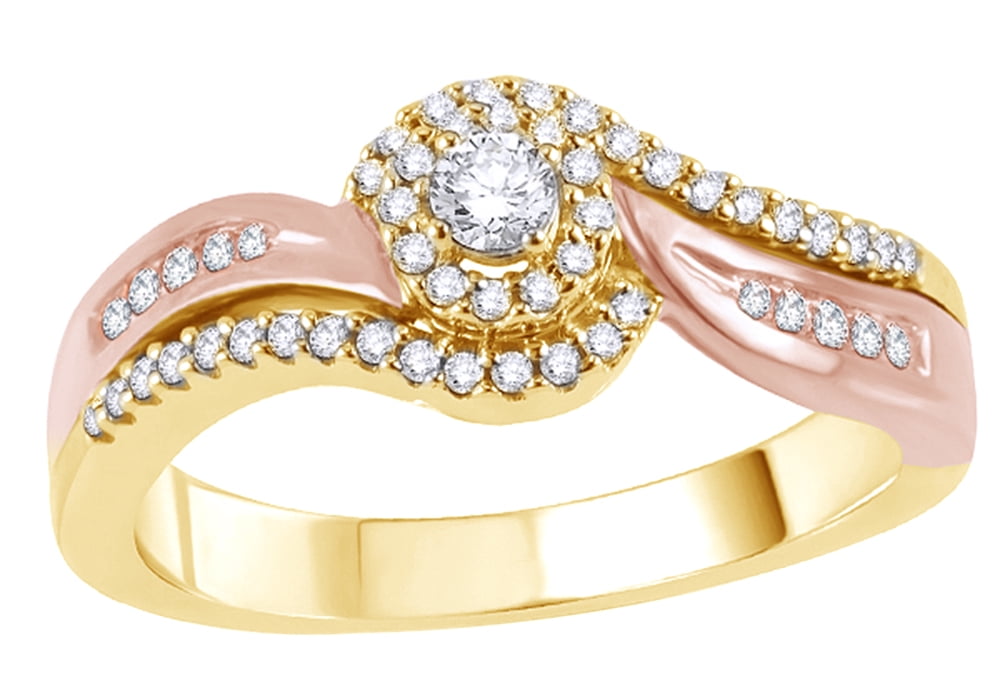 AFFY White Natural Diamond Swirl Frame Bypass Promise Ring in 10k Two ...