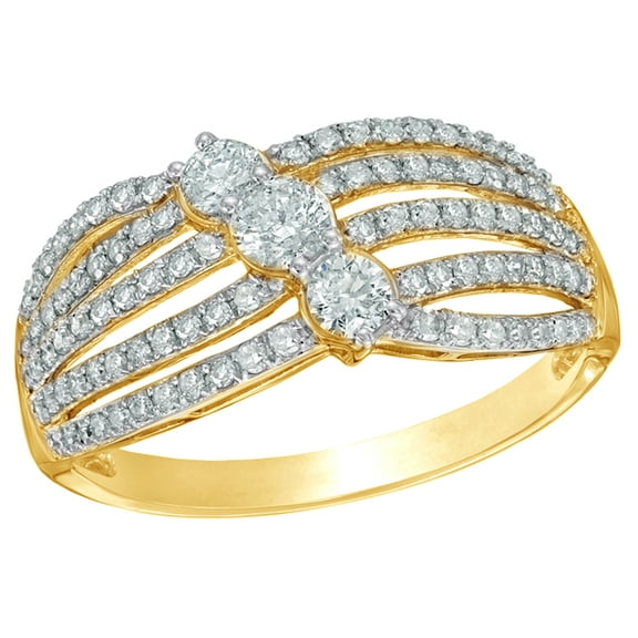 AFFY White Natural Diamond Seven Stone Three Piece Stackable Ring Set ...