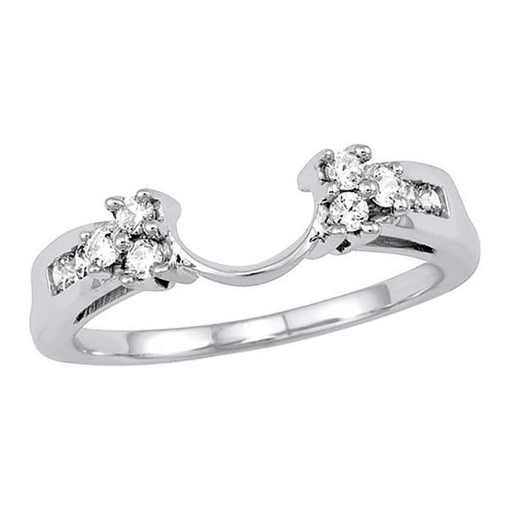 AFFY White Natural Diamond Wave Solitaire Enhancer Ring in 14k White Gold (0.17 Cttw) - Walmart.com