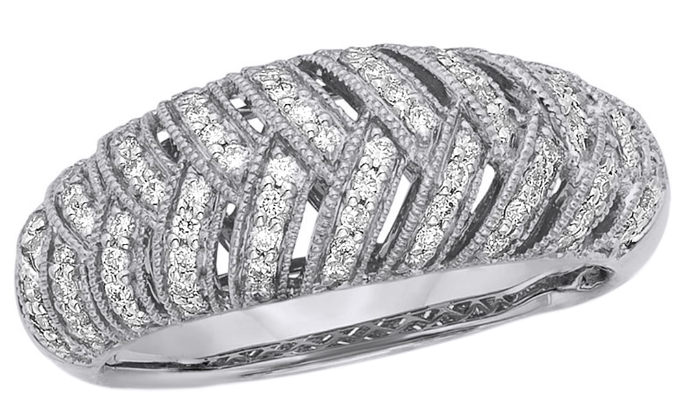 AFFY White Natural Diamond Vintage Style Basket Weave Engagement Ring ...