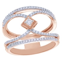 AFFY 0.37 Ct White Diamond Leaf Style Anniversary Band Ring In 14K ...