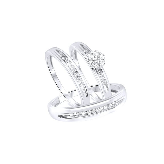 AFFY White Natural Diamond Bridal Set Ring In 10k Yellow Gold (0.27 ...