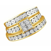 AFFY 0.33CT Natural Diamond Trio Matching Wedding Rings Set 14k White ...