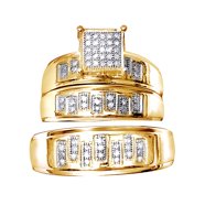 White Natural Diamond Cross Bridal Ring Set In Solid Gold (0.25 Cttw ...