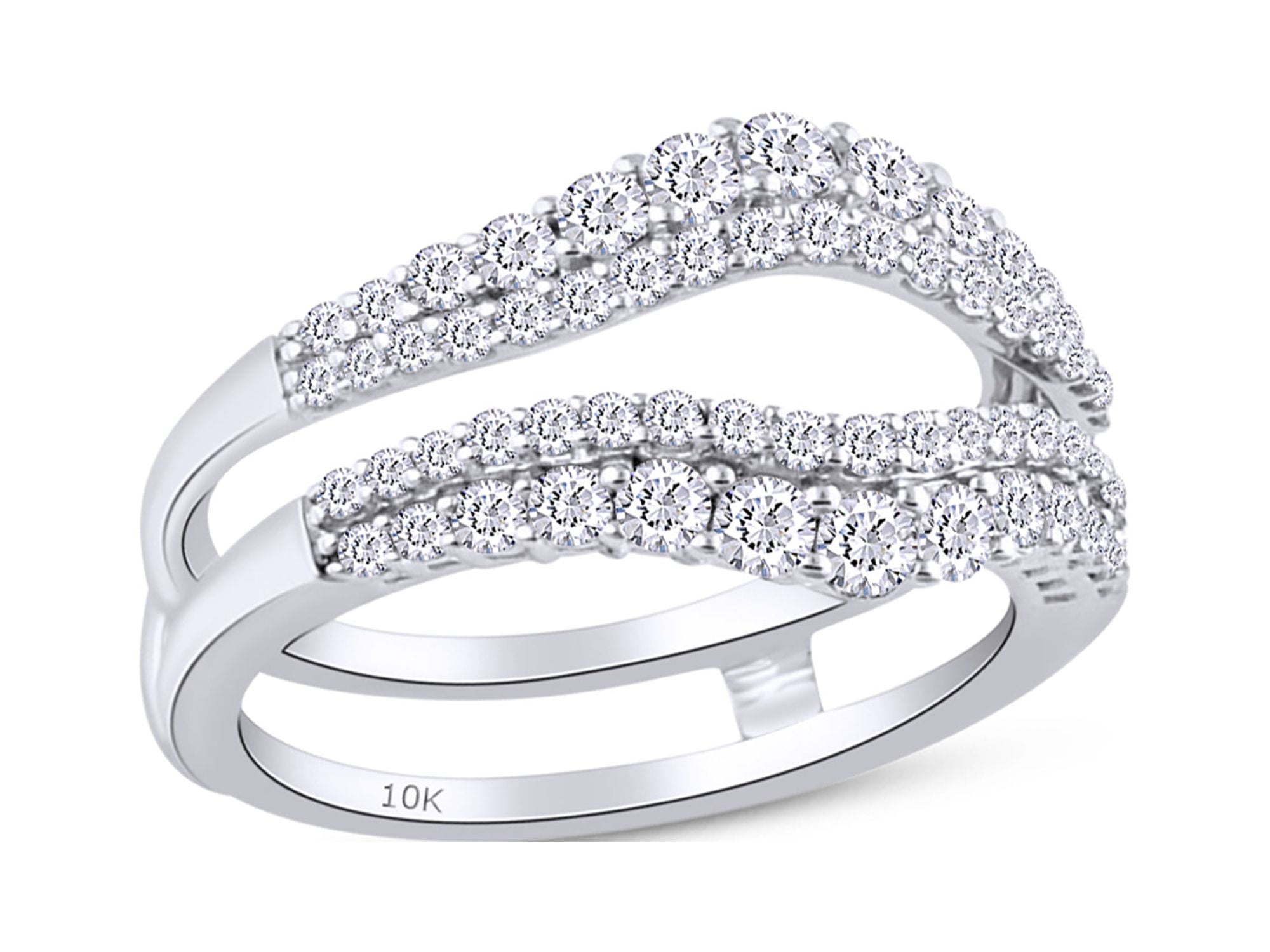 AFFY White Natural Diamond Wrap Enhancer Solitaire Ring In 10k White ...