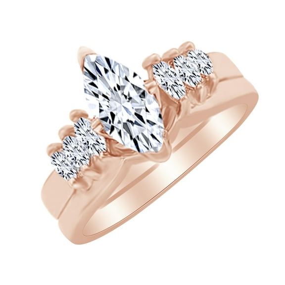 AFFY Round Shape White Diamond Wrap Style Enhancer Ring In 14K Rose ...