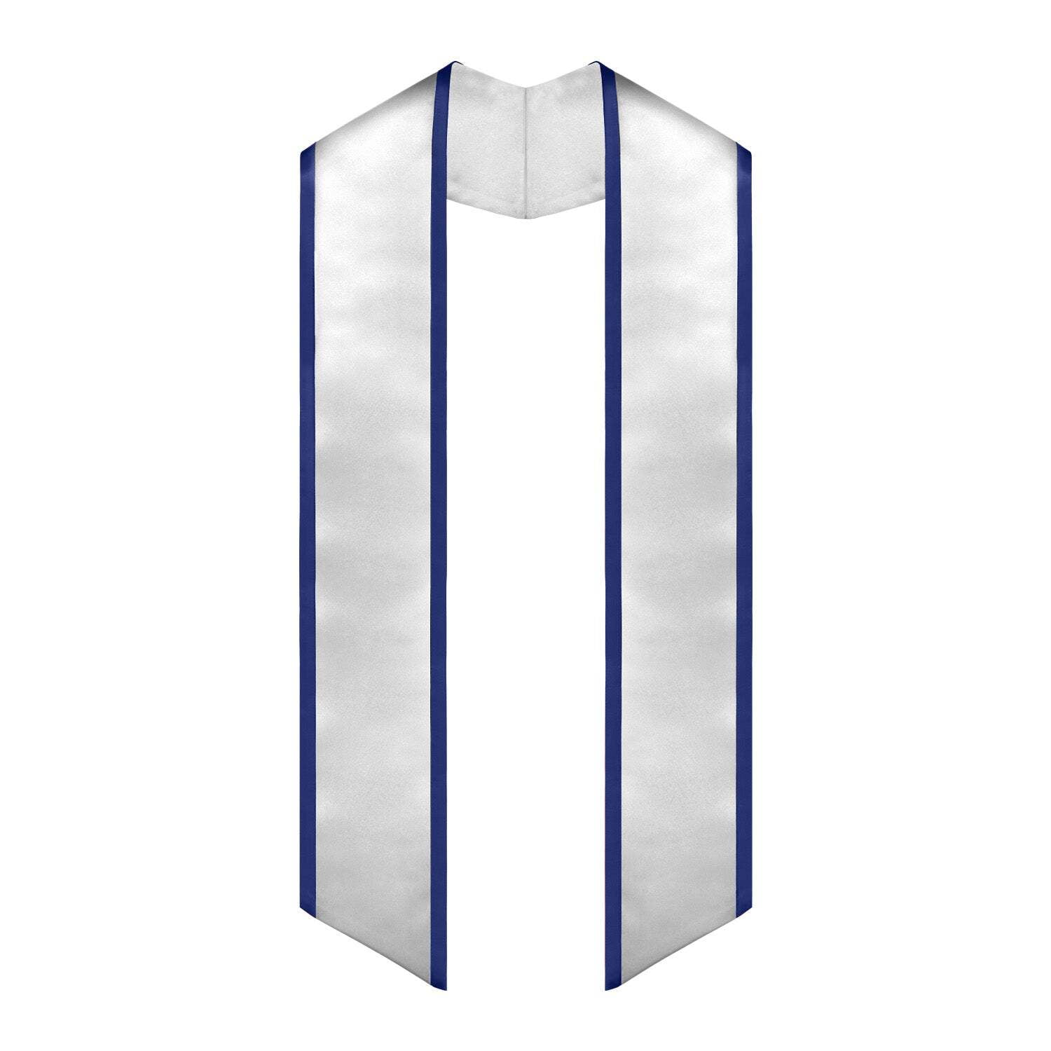 Endea Graduation White/Navy Blue Plain Graduation Stole with Trim Color ...
