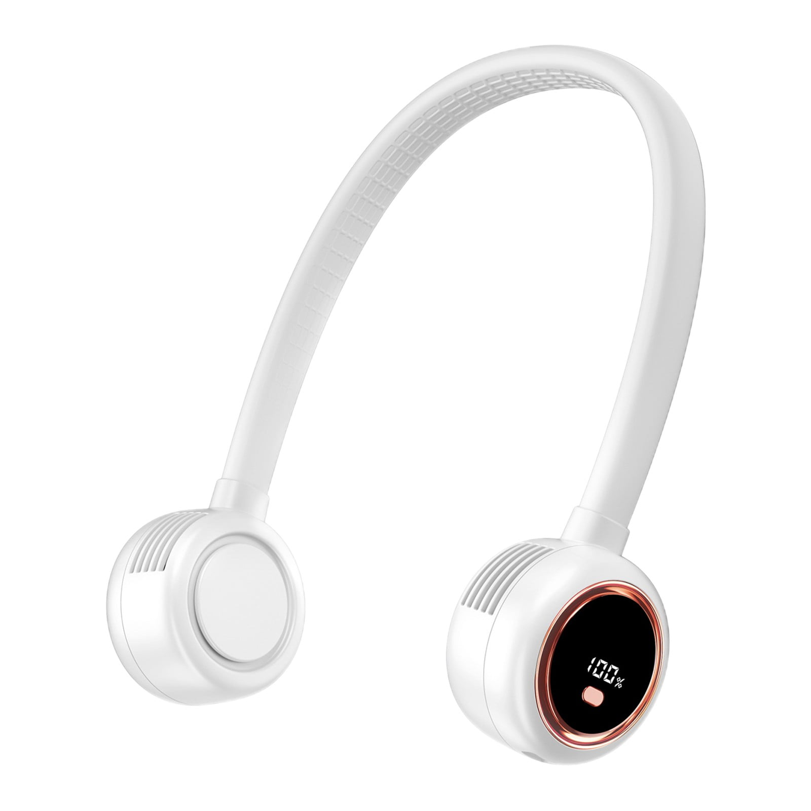 White Neck Hanging Mini Fan Digital Turbo Portable Usb Charging 3600Mah ...