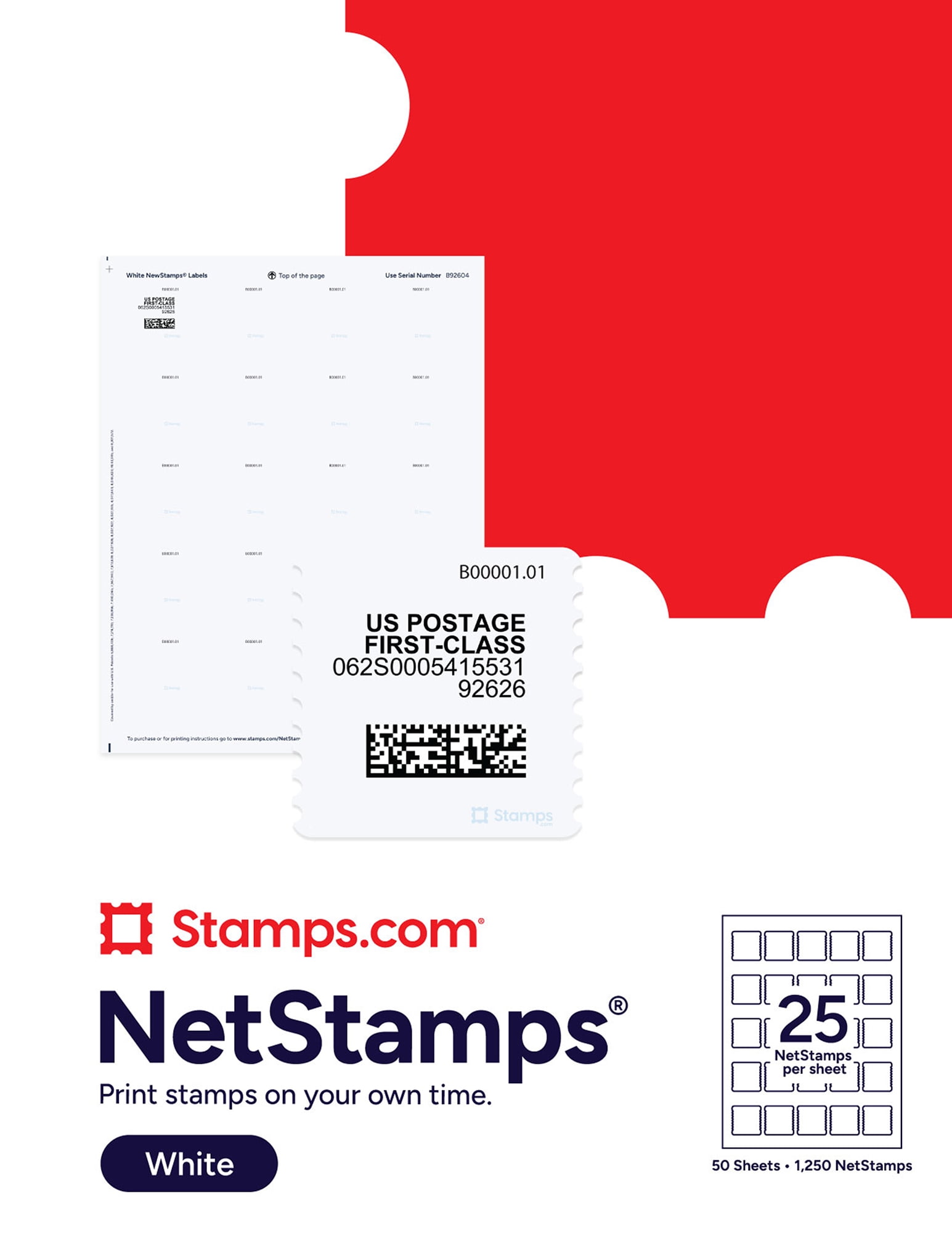 White NetStamps 1250 ct - Blank Postage Labels - NOT Forever Stamps ...