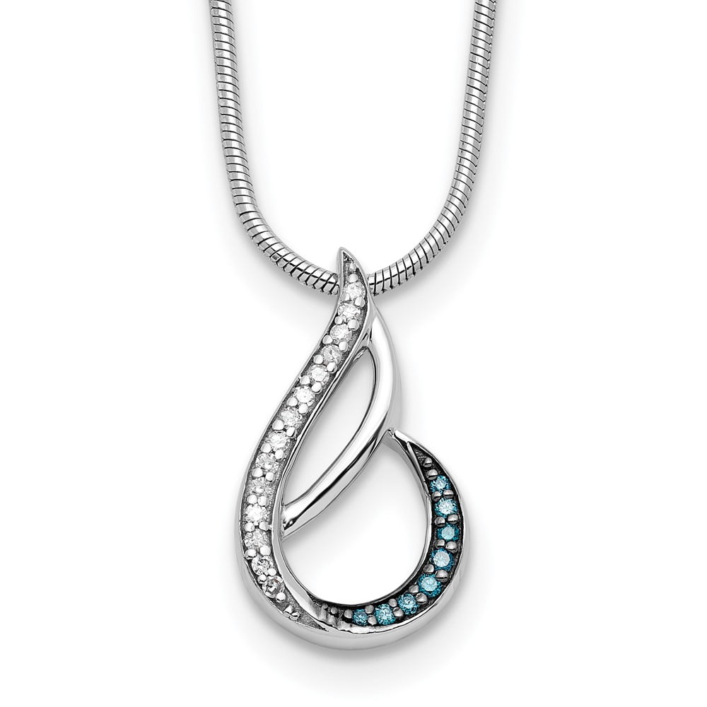 White Night Sterling Silver Rhodium-plated Blue and White Diamond ...
