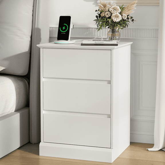 Halloween Black Nightstand With Charging Station, Night Stand With LED ...