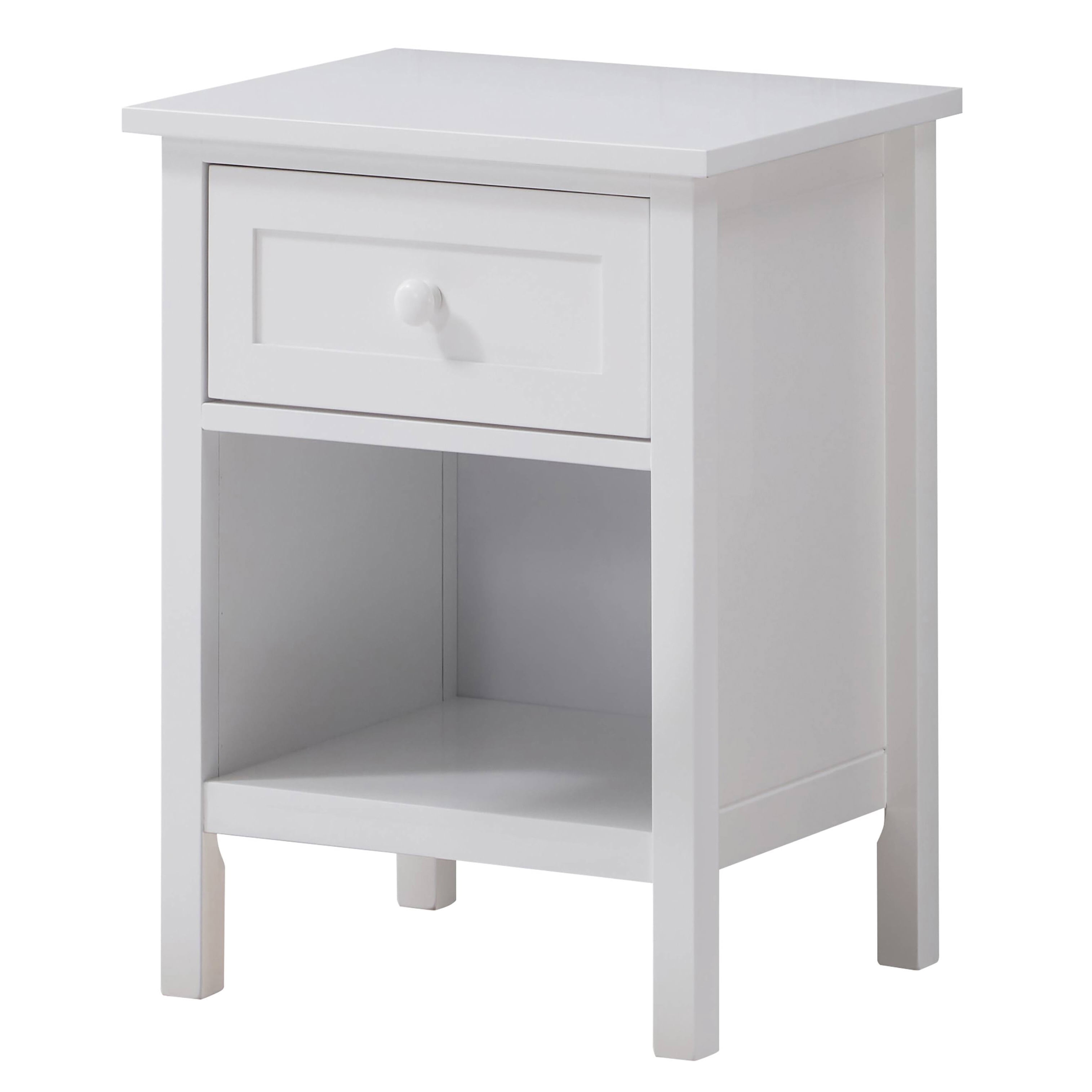 White Nightstand with Drawer Storage, Rustic Cottage Style Bedroom ...
