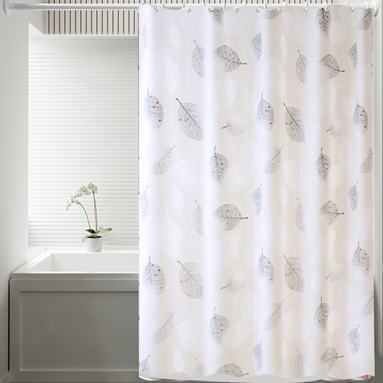 White No Hook Shower Curtain with Snap-in Fabric Liner Set,Slub ...