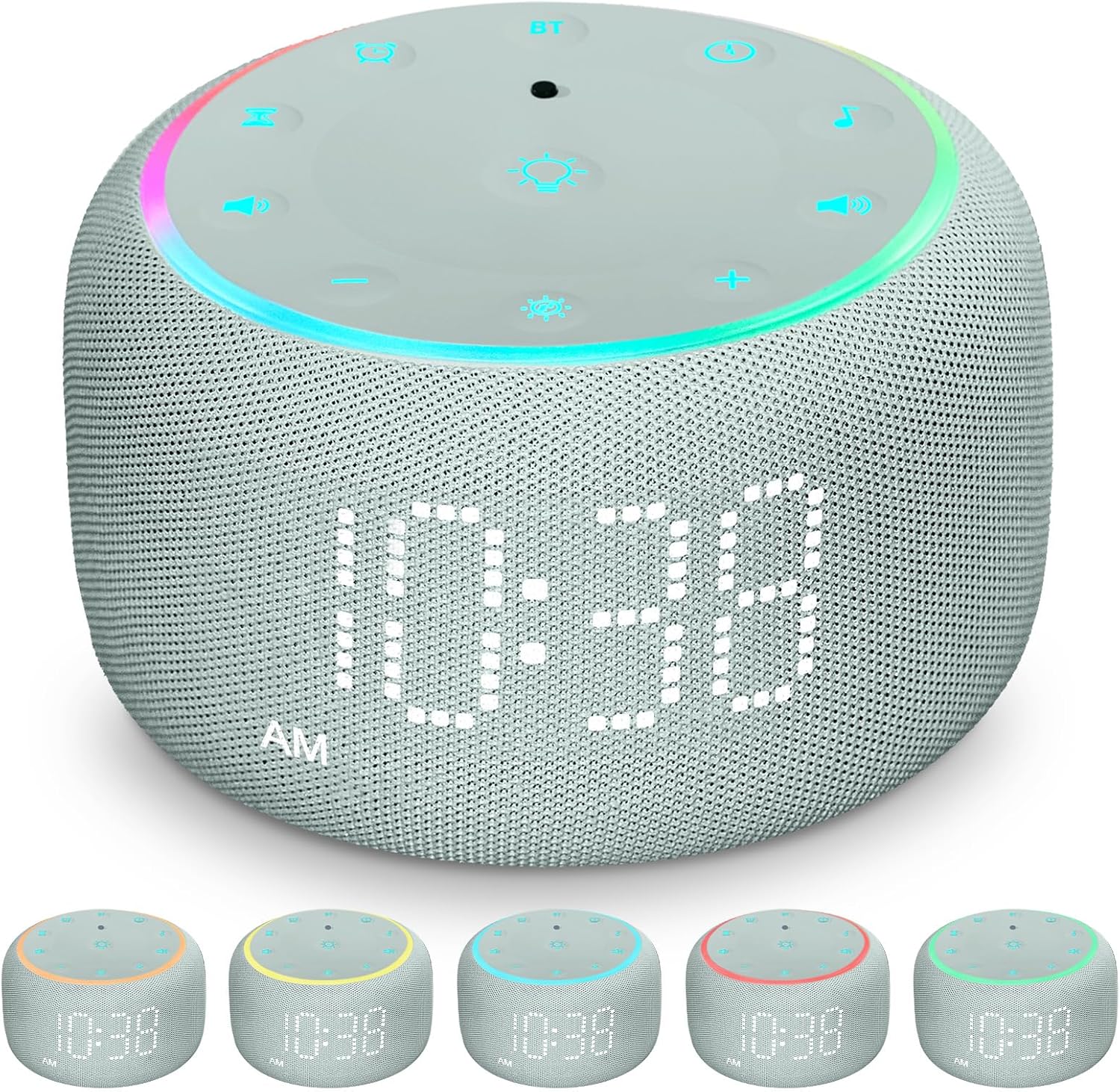 White Noise Machine Alarm Clock for Bedrooms - 5W Stereo Bluetooth ...