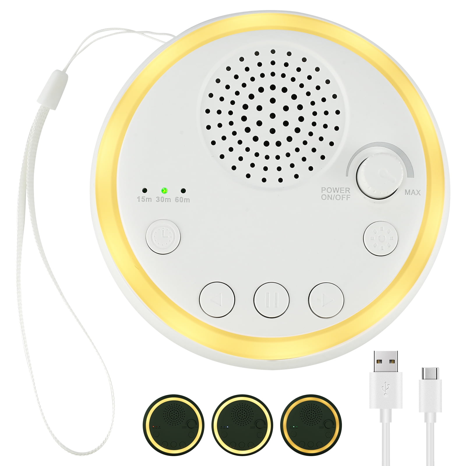 White Noise Machine with Night Light, 16 Sounds, 3 Timer, 900mAh ...