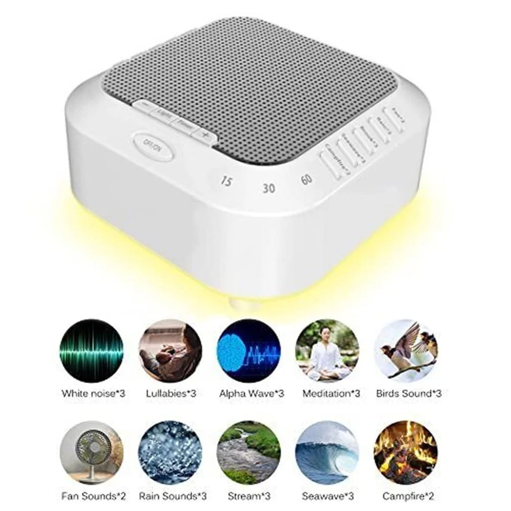 White Noise Night Light,Sleep Sound Machine with 28 Soothing Sounds ...